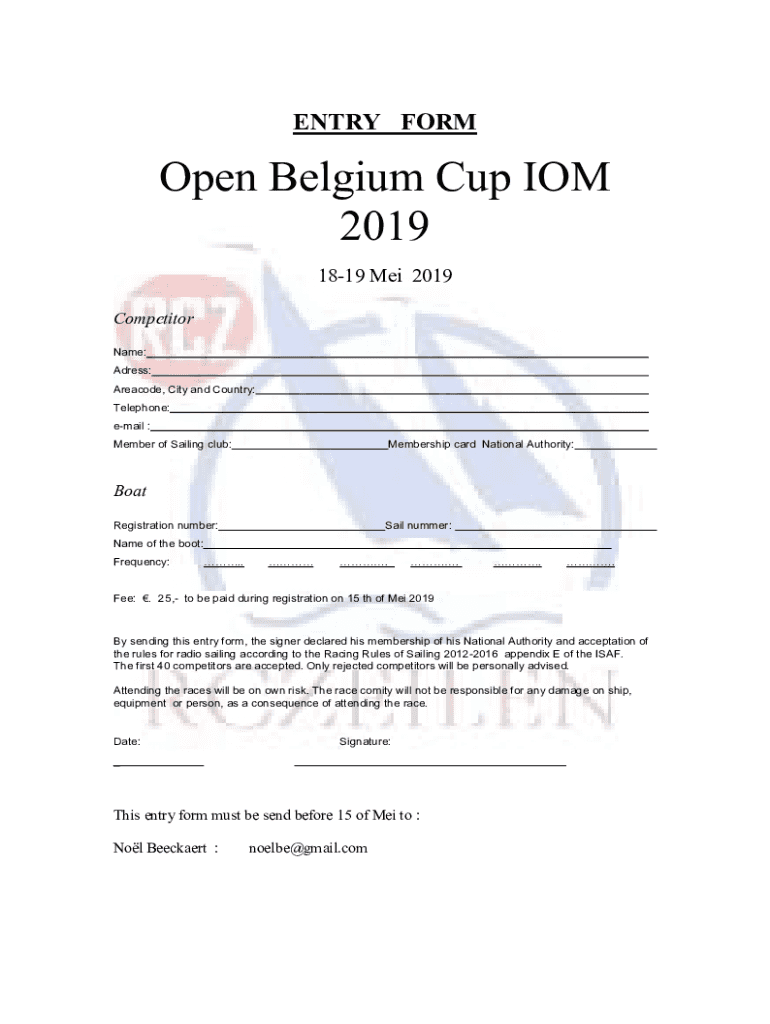 Fillable Online ENTRY FORM IOM Fax Email Print - pdfFiller