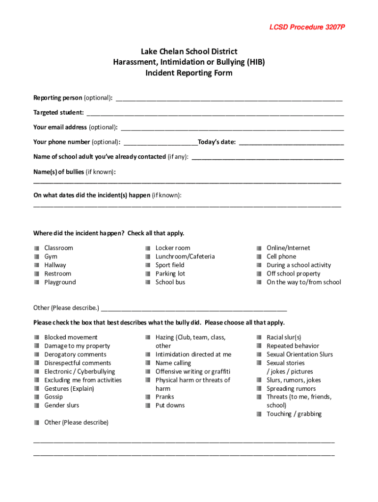 Fillable Online LCSD Procedure 3207P Fax Email Print - pdfFiller