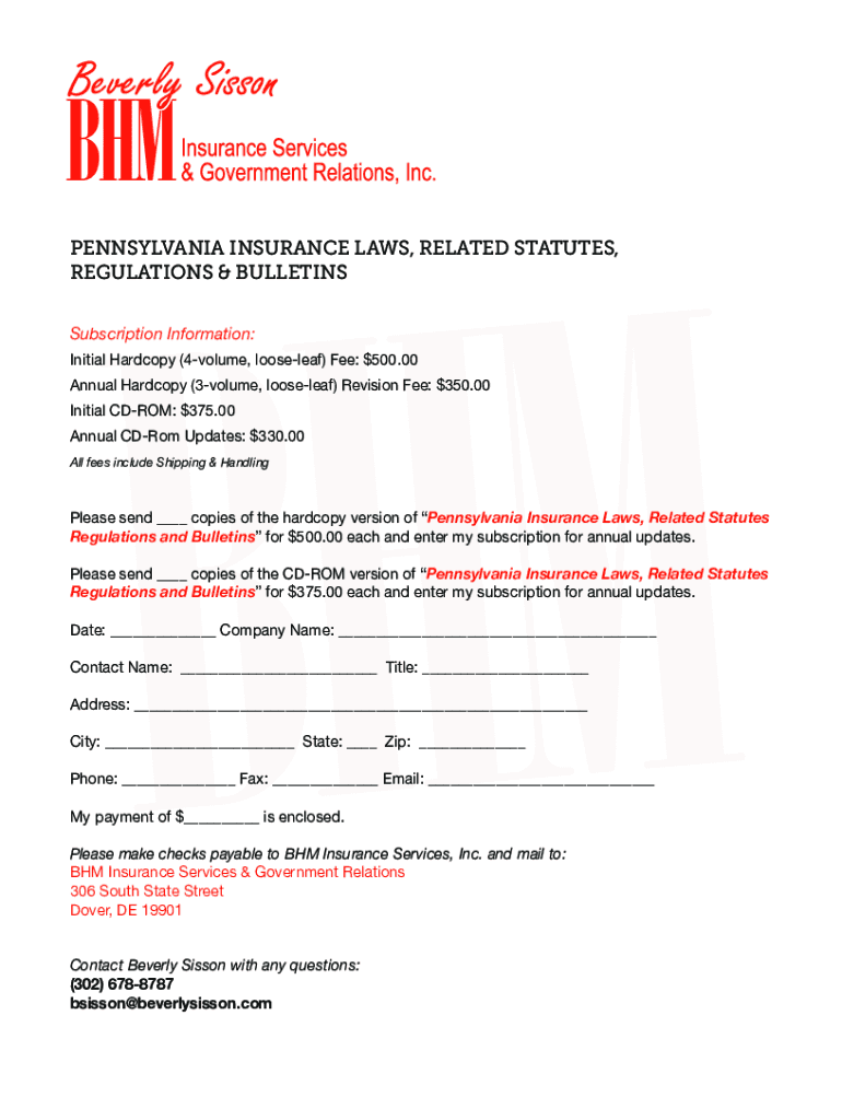 Fillable Online PA Form - BHM Fax Email Print - pdfFiller