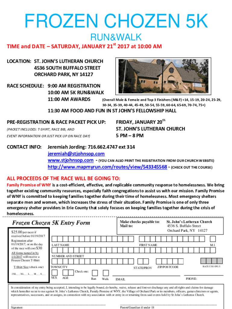 Fillable Online FROZEN CHOZEN 5K Fax Email Print - pdfFiller
