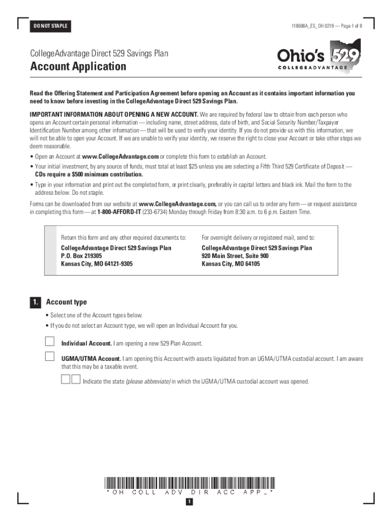 Fillable Online CollegeAdvantage Direct 529 Savings Plan Beneficiary ...