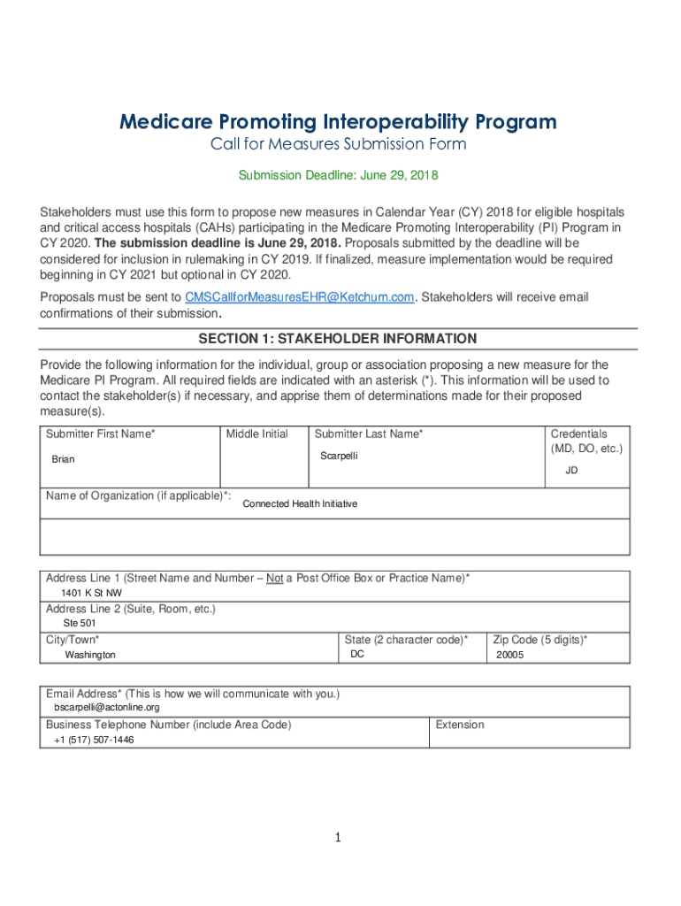 Fillable Online Medicare Promoting Interoperability Program Fax Email ...