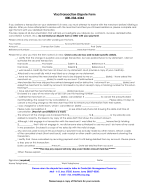 Fillable Online Visa Transaction Dispute Form - mayocreditunion.org Fax ...