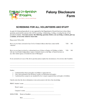 Fillable Online Felony Disclosure Form.docx Fax Email Print - pdfFiller