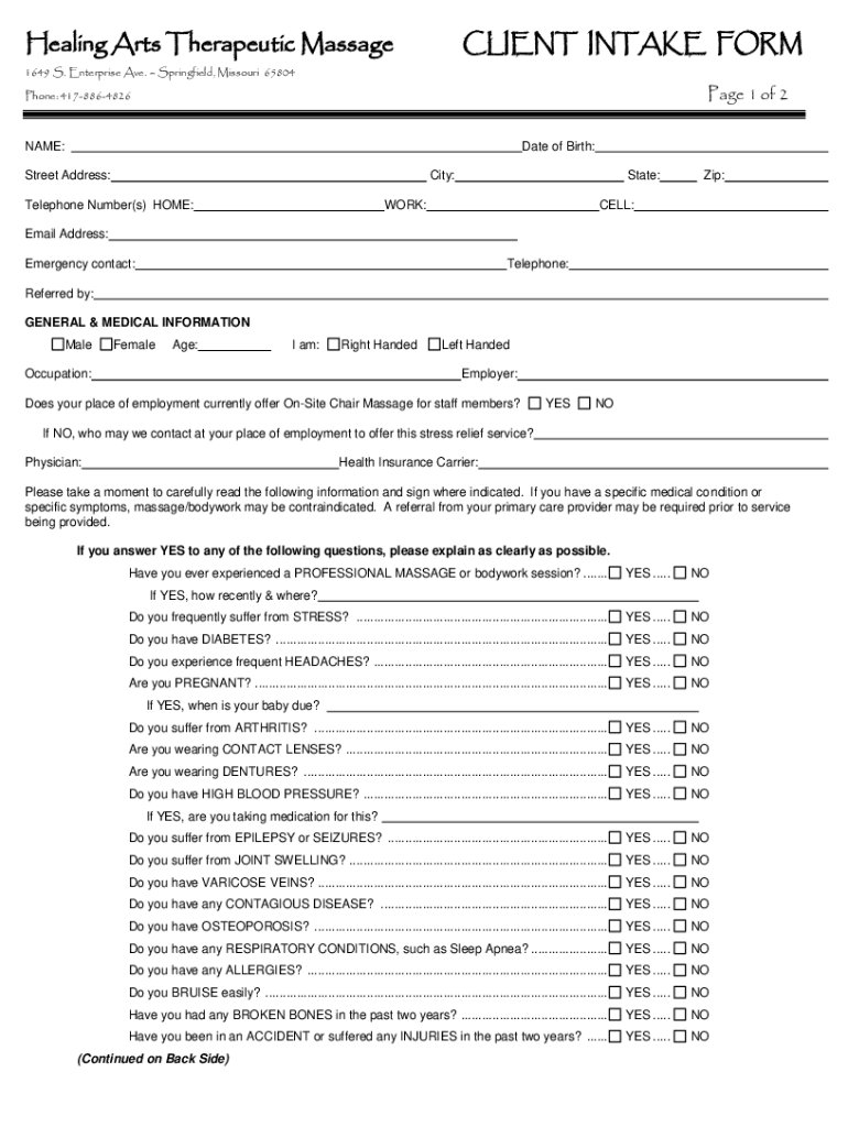 Fillable Online A Better Tomorrow Counseling Services intake form Fax Email Print - pdfFiller