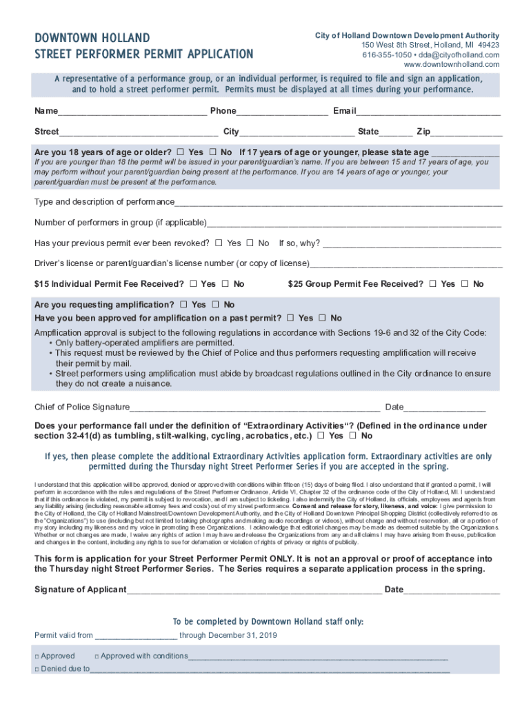 Fillable Online Street Performer Application.indd Fax Email Print ...