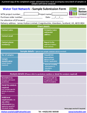 Fillable Online A printed copy of the completed sample submission form ...