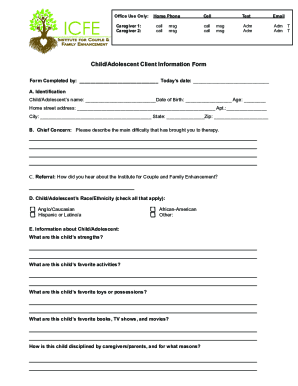 Fillable Online Child Information Sheet 2019 Fax Email Print - pdfFiller
