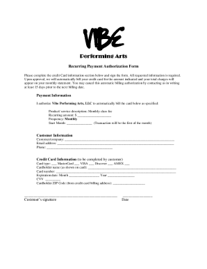 Fillable Online Recurring Payment Authorization FormFree Recurring ...