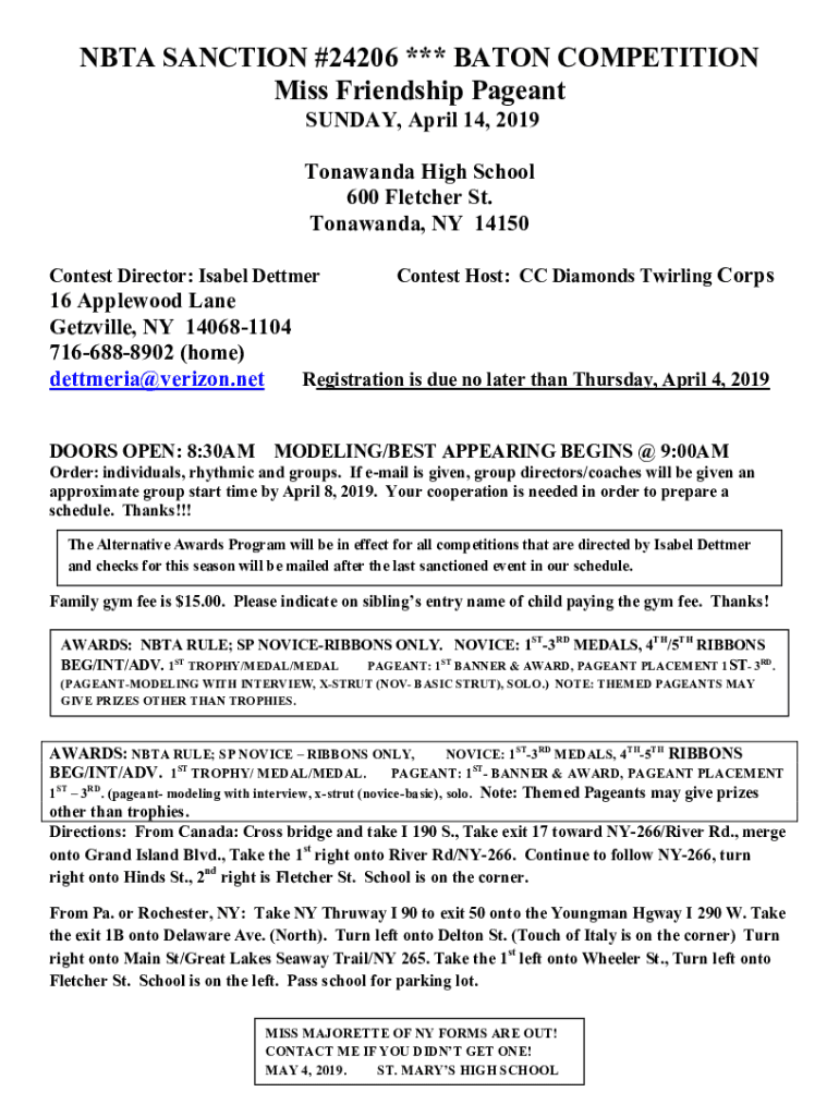 Fillable Online Home of NBTA-USA - Batontwirling.com Fax Email Print - pdfFiller