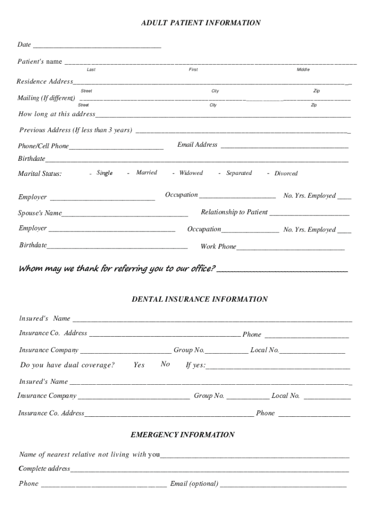 Fillable Online Patient Name NEW PATIENT APPLICATION FOR CARE AT HEALTH ...