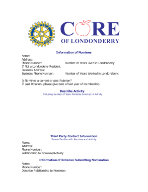 Fillable Online Core Nomination Form Fax Email Print - pdfFiller