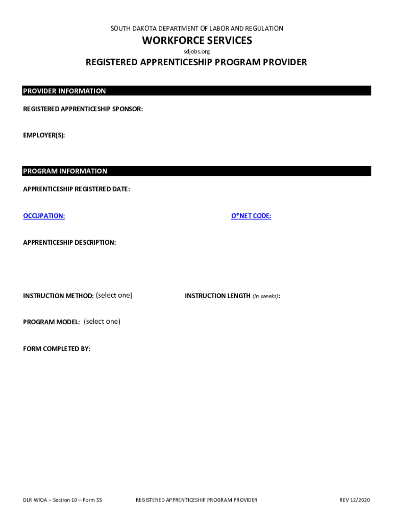 Fillable Online dlr sd SOUTH DAKOTA DEPARTMENT OF LABOR AND REGULATION ...