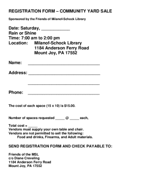 Fillable Online REGISTRATION FORM COMMUNITY YARD SALE Fax Email Print ...