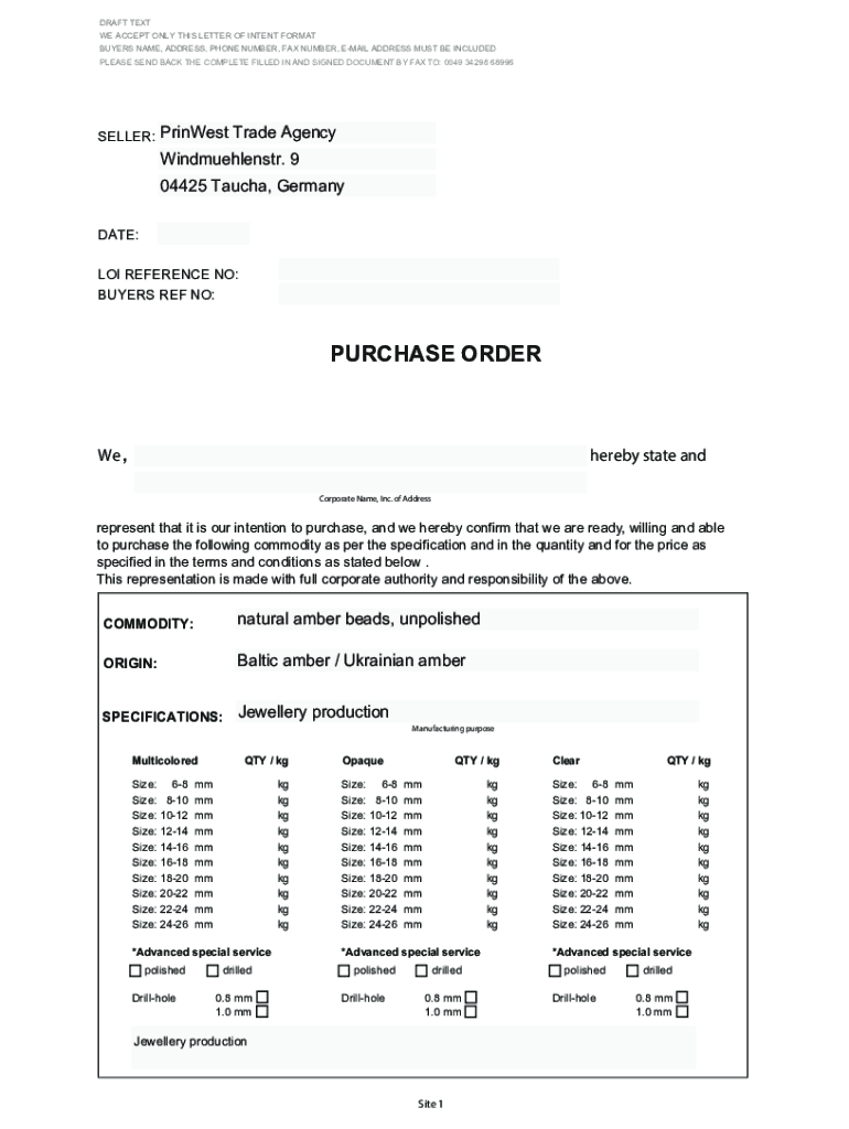 Fillable Online Letter of Intent Irrevocable Corporate Purchase Order ...