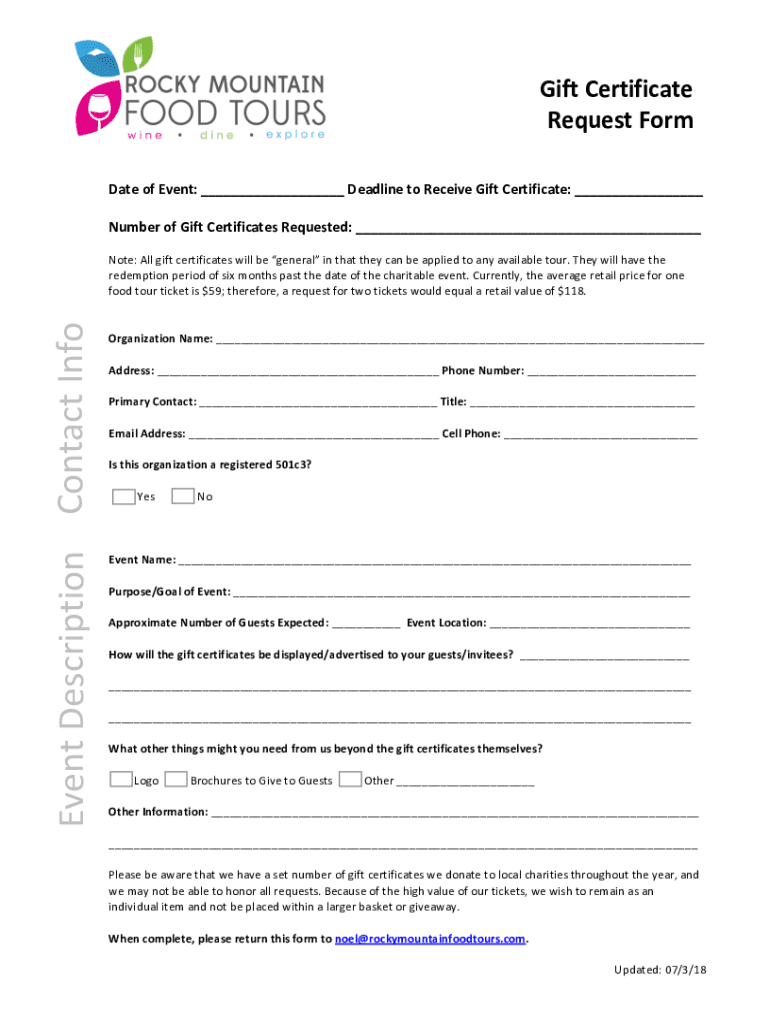 Fillable Online RMFT Gift Certificate Request Form.docx Fax Email Print ...