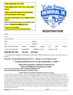 Fillable Online Caleb Brown 5K REGISTRATION FORM Fax Email Print ...
