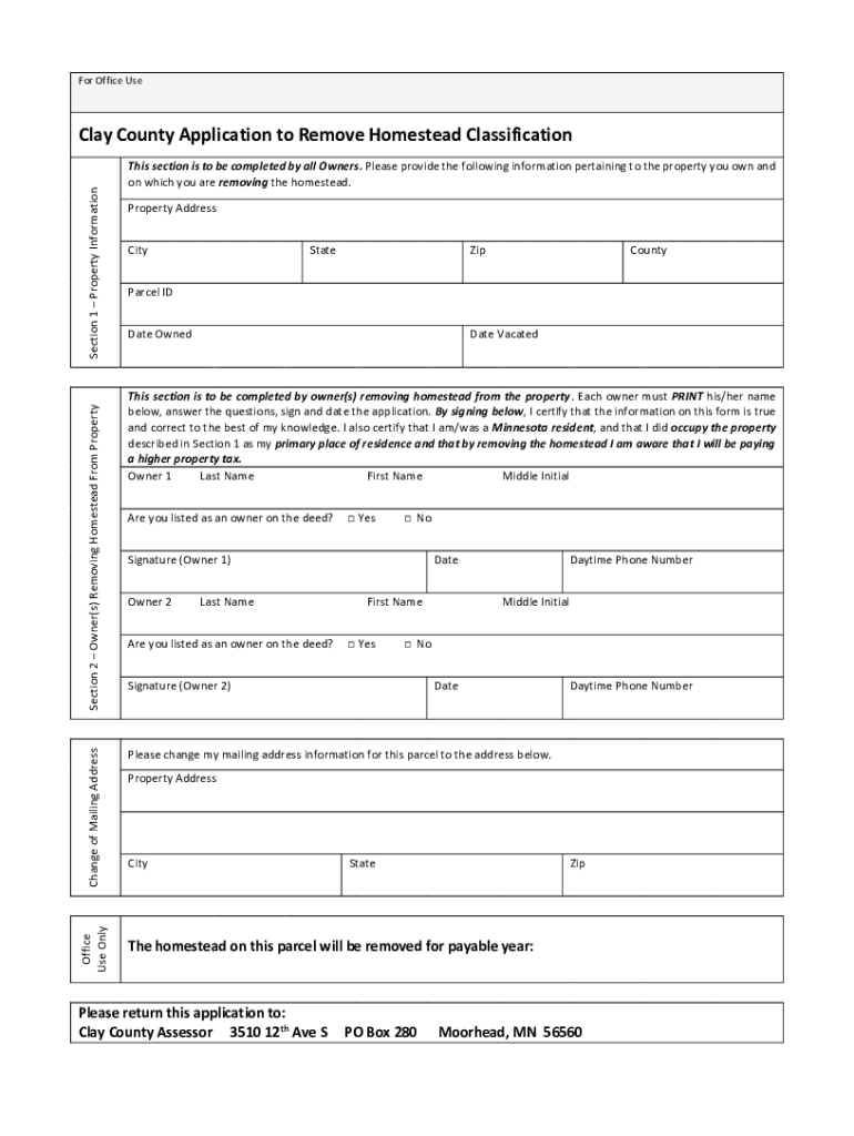 Fillable Online Homestead Removal Affidavit (PDF) Fax Email Print ...