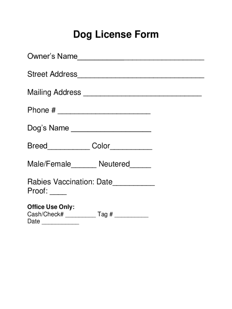 Fillable Online DOG LICENSE APPLICATION - Cumberland County, PA Fax Email Print - pdfFiller