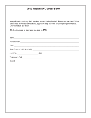 Fillable Online 2019 Recital DVD Order Form Fax Email Print - pdfFiller
