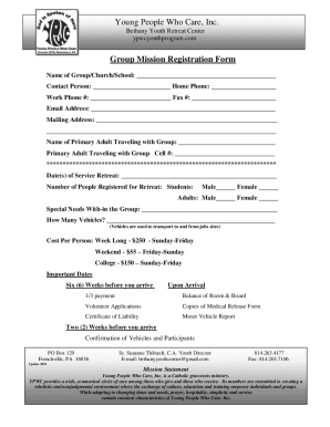 Fillable Online Service Program Group Registration Form Fax Email Print ...