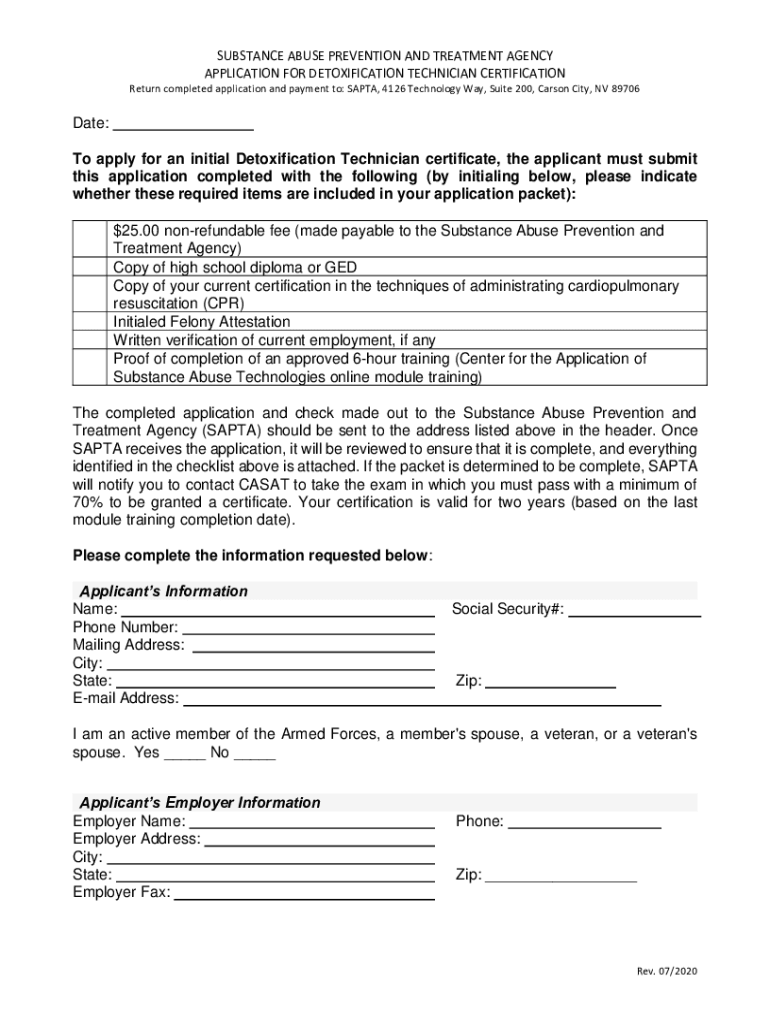 Fillable Online APPLICATION FOR A SUBSTANCE ABUSE LICENSE Fax Email ...