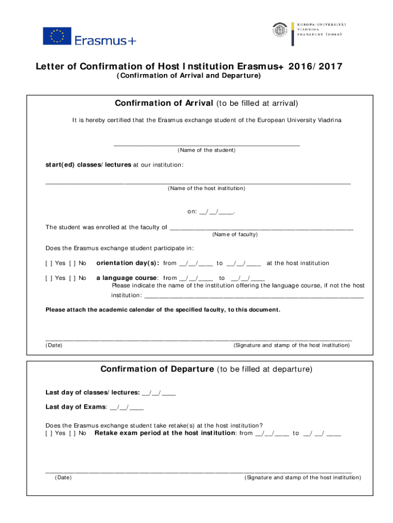 Letter Of Confirmation Erasmus - Fill Online, Printable, Fillable ...