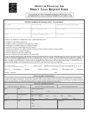 Fillable Online OFFICE OF FINANCIAL AID DIRECT LOAN R FORM Fax Email ...