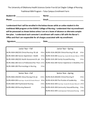 Fillable Online nursing ouhsc Traditional BSN Program Tulsa Campus ...