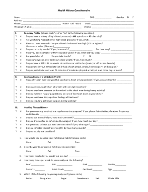 Fillable Online medicine umich Health History Questionnaire ...