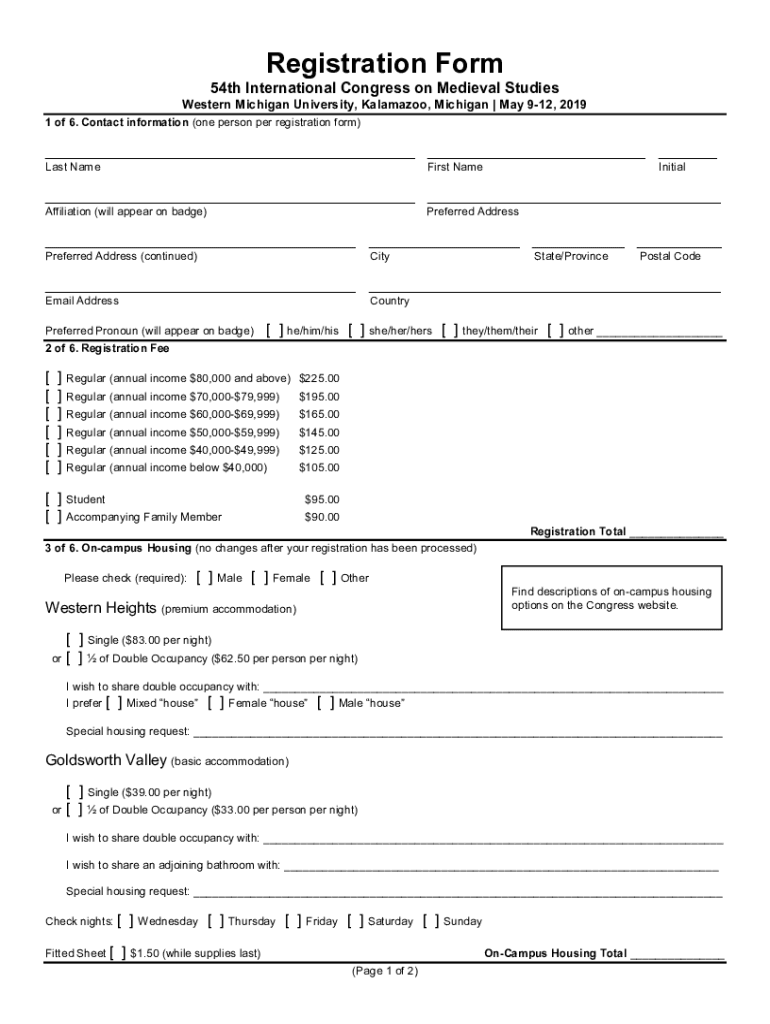 Fillable Online Registration Form - wmich.edu Fax Email Print - pdfFiller
