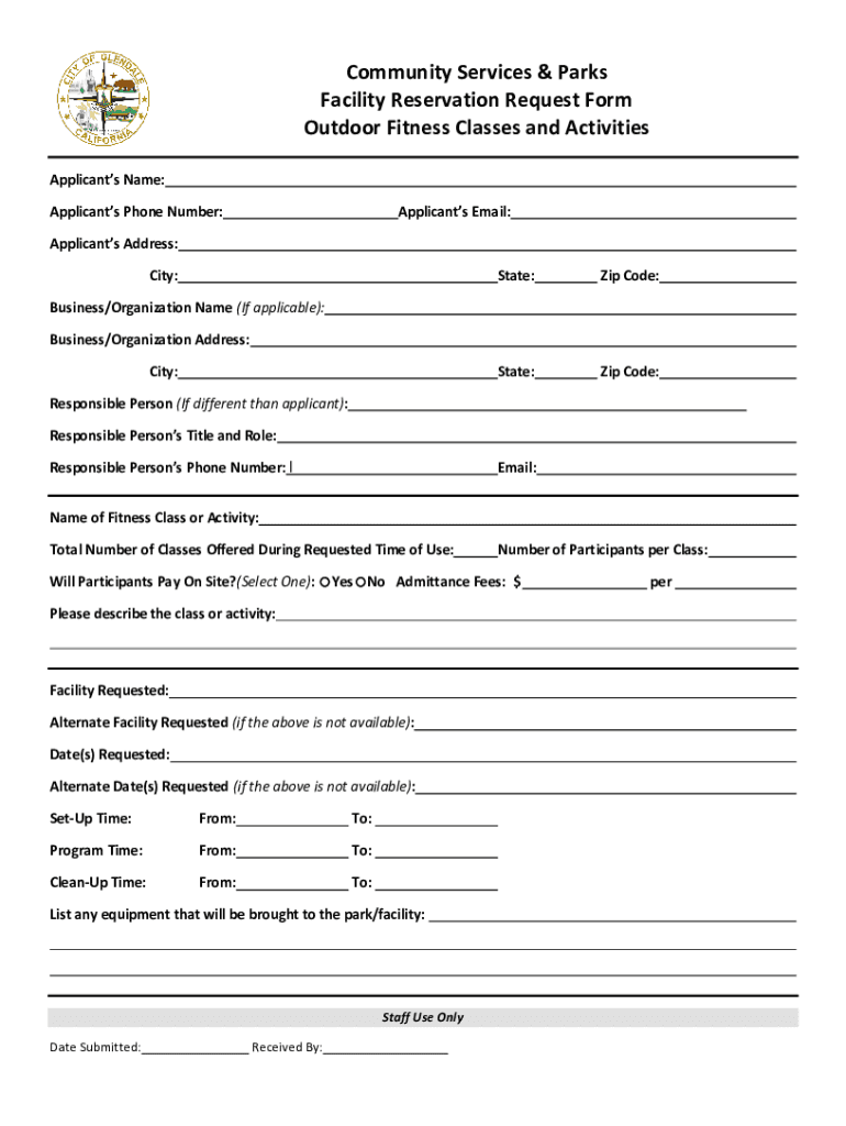 Fillable Online Community Services & Parks Facility Reservation Request Form ... Fax Email Print ...