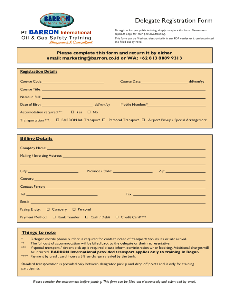 Fillable Online Offline-Registration-Form Barron Fax Email Print ...