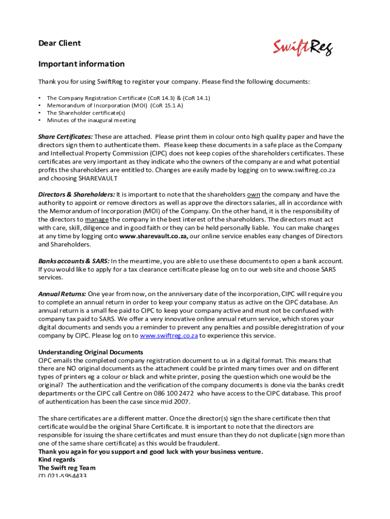 Fillable Online Swiftreg - Register your Company Fax Email Print ...