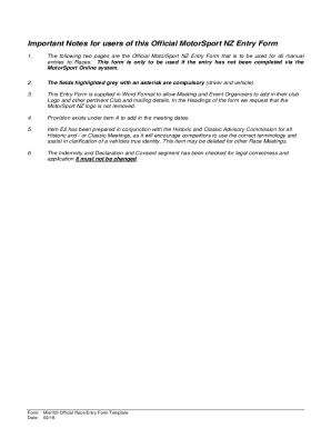 Fillable Online MRE103 Official Race Entry Form Template Fax Email ...