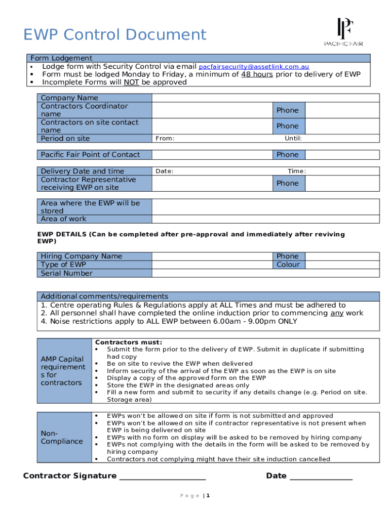 Contractor Access Request - Pacific Fair Doc Template | pdfFiller