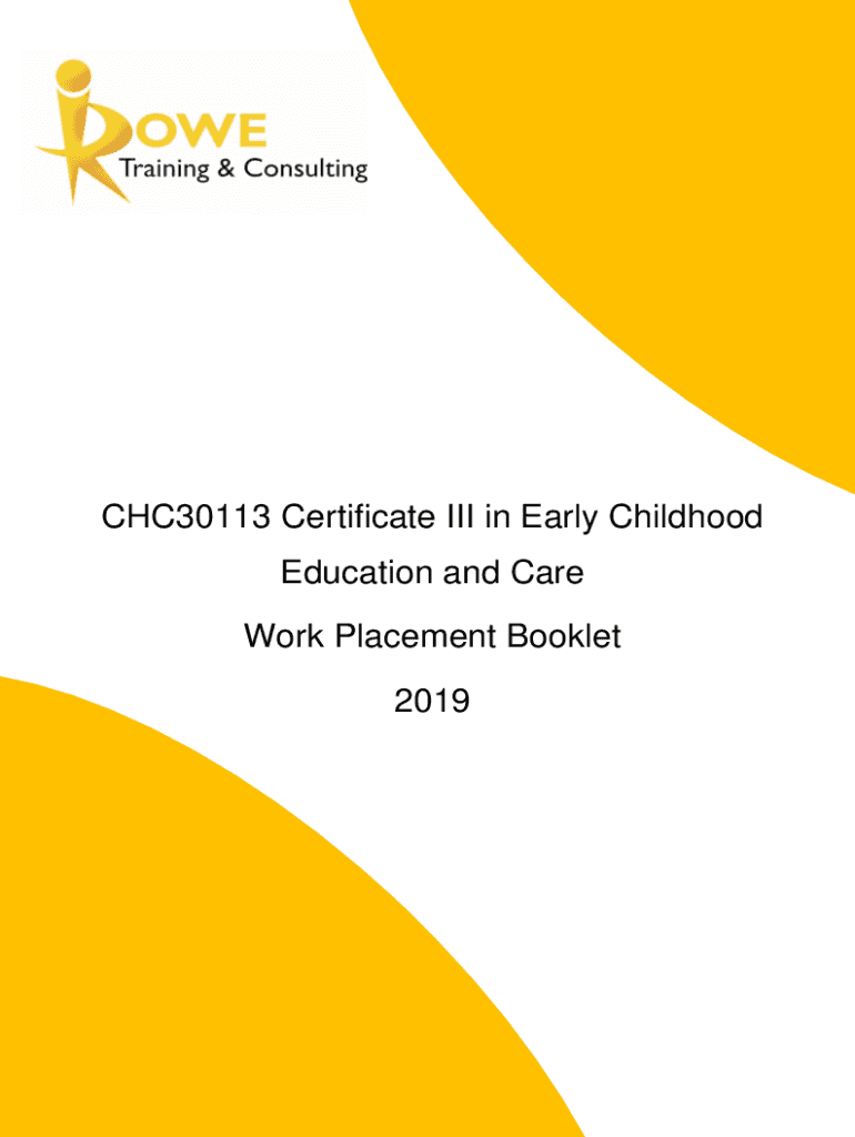 Fillable Online CHC30113 Certificate III in Early Childhood Education ...