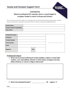 Fillable Online Access and Inclusion Support Form Fax Email Print ...