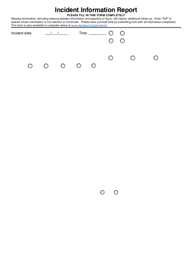 Fillable Online 7 Essential Elements of an Incident Report and Free ...