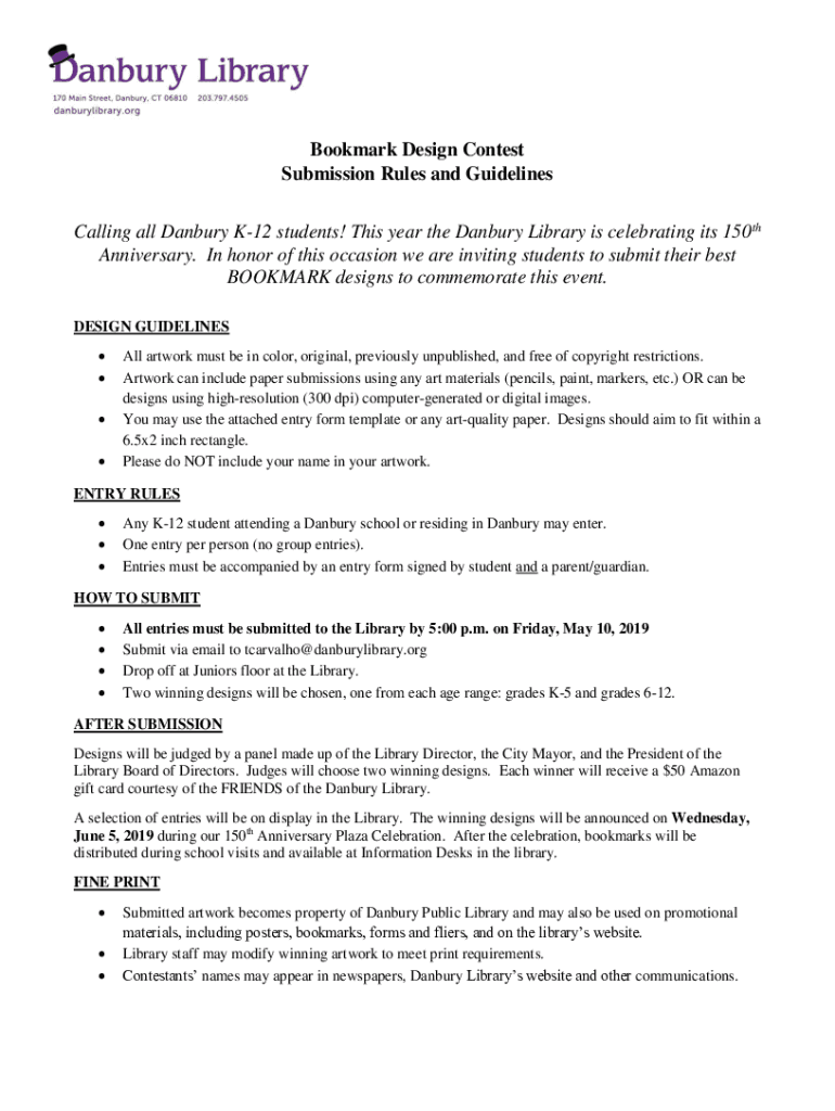 Fillable Online Library Card Design Contest Submission Rules and ...