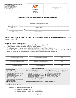 Fillable Online NEWBORN SCREENING LABORATORY Fax Email Print - pdfFiller