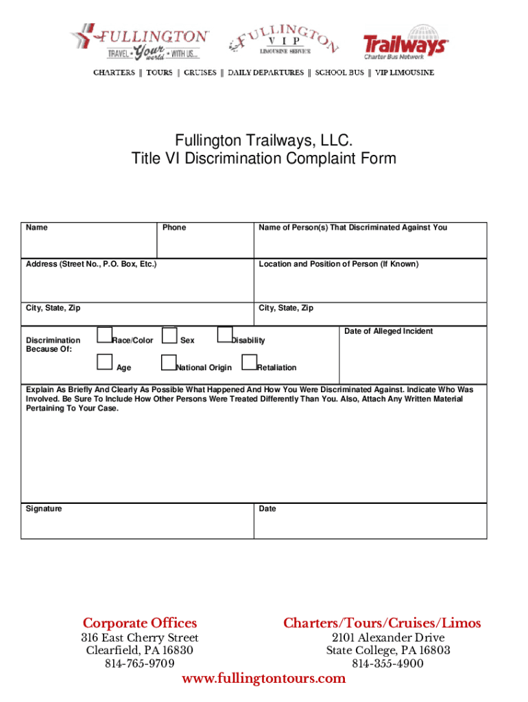 Fillable Online Title VI Discrimination Complaint Form - MnDOT Civil Rights ... Fax Email Print ...