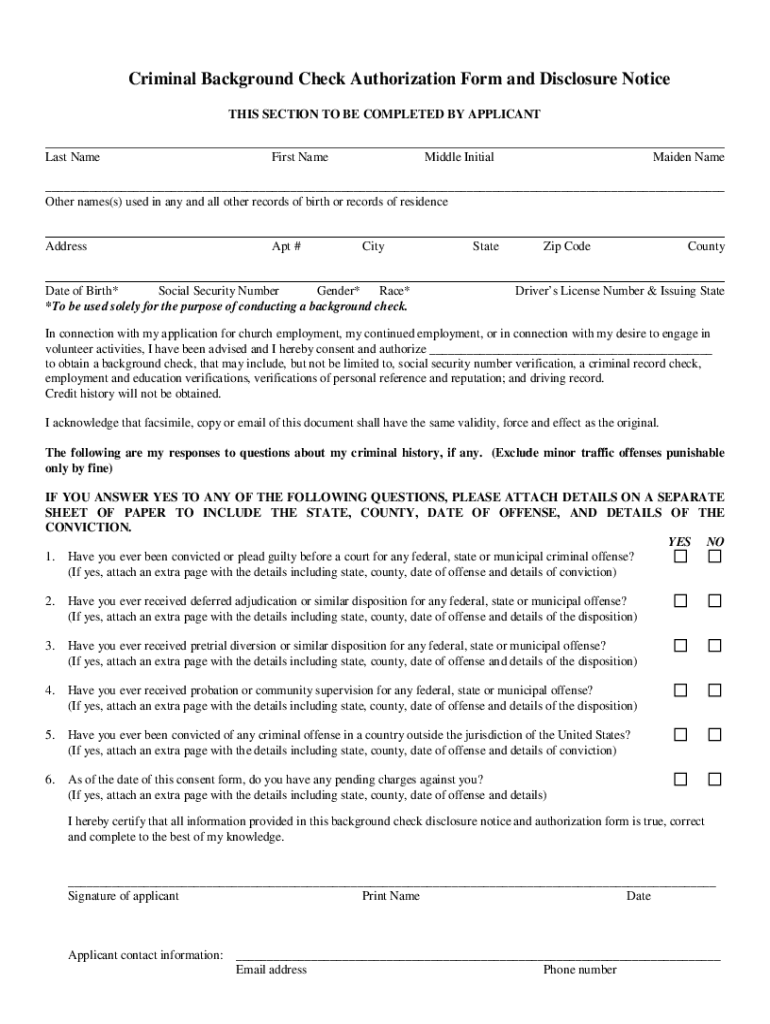 Fillable Online Background Check Authorization Form - Edit, Fill, Sign ...