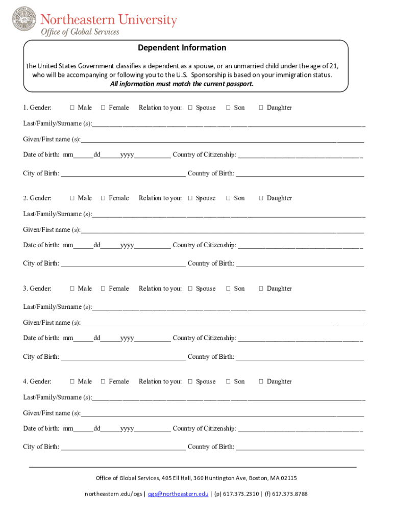 Fillable Online Dependant Information Form Fax Email Print - pdfFiller