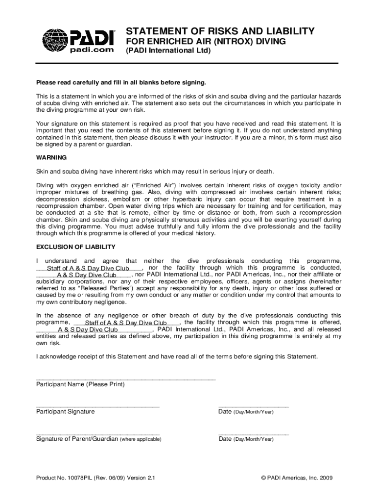 Fillable Online Liability Release and Assumption of Risk Agreement for ...