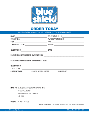 Fillable Online Blue Shield Order Form Fax Email Print - pdfFiller