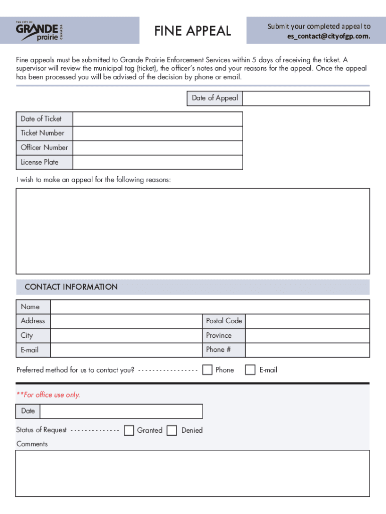 Fillable Online Fine Appeal Form 2 Fax Email Print - pdfFiller