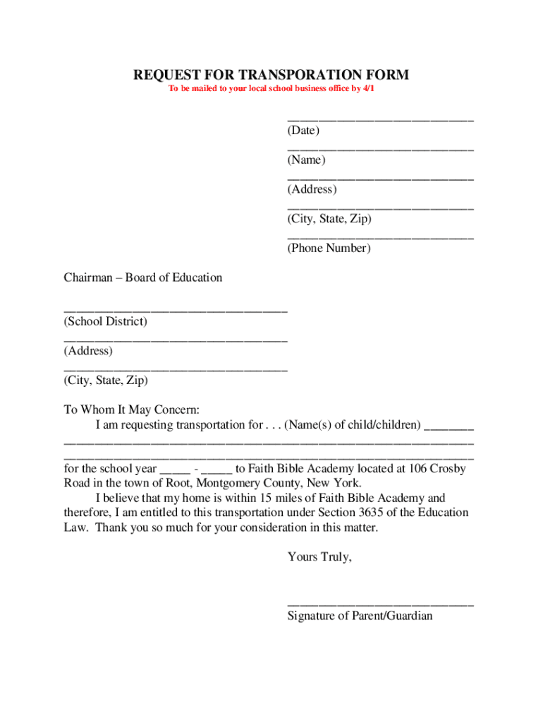 Fillable Online Sample Request Letter for Transport Arrangement ... Fax ...