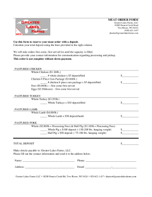 Fillable Online MEAT ORDER FORM Fax Email Print - pdfFiller
