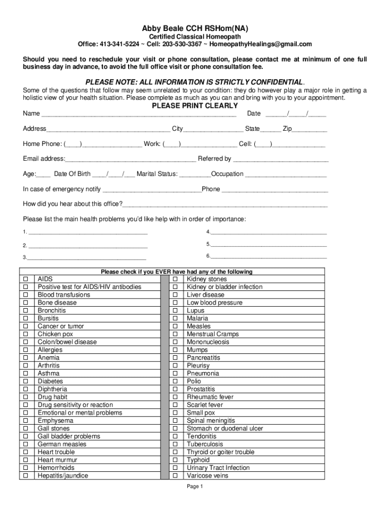 Fillable Online AMB Health Hx Form Fax Email Print - pdfFiller